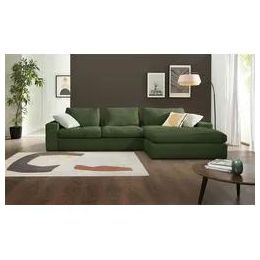 Ecksofa Alina "Sandy" Sofas Gr. B/T: 326cm x 180cm, Cord GCT, Recamiere rechts, grün (olivgrün gct 333) mit Recamiere, in modernem Cordstoff