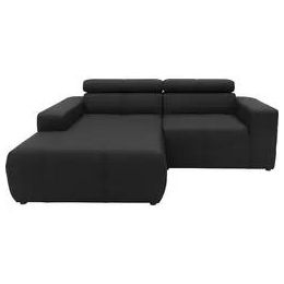 Ecksofa DOMO collection "Brandon kleine Ausführung B/T/H: 214/100/80 cm" Sofas Gr. B/H/T: 211cm x 80cm x 175cm, Luxus-Kunstleder, Recamiere links, ohne Nierenkissen, schwarz Mit Kopfteilverstellung, auch in Leder und Cord, L-Form