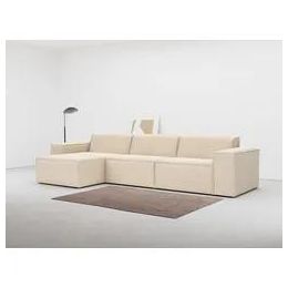 Ecksofa RAUM.ID "Norvid" Sofas Gr. B/H/T: 303cm x 75cm x 153cm, Struktur weich, Chaiselongue links, mit Komfortschaum, beige (natural) modular, wahlweise mit Kaltschaum, Komfortschaum oder Taschenfederkern