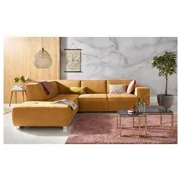 Ecksofa Inosign "Sapporo L-Form" Sofas Gr. B/H/T: 272cm x 78cm x 222cm, Luxus-Microfaser, Ottomane links, mit Bettfunktion, gelb (mais) wahlweise Bettfunktion oder Sitztiefenverstellung, Federkern