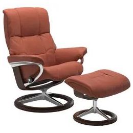 Relaxsessel stressless "Mayfair" Sessel Gr. Leder PALOMA, Signature Base Braun, Relaxfunktion-Drehfunktion-PlusTMSystem-Gleitsystem-BalanceAdaptTM, B/H/T: 83cm x 102cm x 74cm, rot (henna paloma) mit Hocker, Signature Base, Größe S, M & L, Gestell Braun