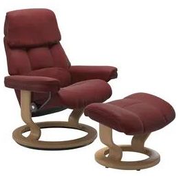 Relaxsessel stressless "Ruby", rot (cherry paloma), B:88cm H:99cm T:77cm, Leder BATICK: BATICK ist ein leicht korrigiertes, durchgefärbtes und genarbtes Möbelleder, bei dem die meisten Unebenheiten und Spuren in der Regel entfernt wurden., Leder PALOMA: PALOMA ist ein durchgefärbtes Semianilin-Möbelleder mit natürlicher Narbung., Sessel, mit Classic Base, Größe L, Gestell Eiche, Wenge, Braun & Sch