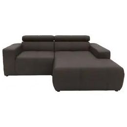 Ecksofa DOMO collection "Brandon kleine Ausführung B/T/H: 214/100/80 cm" Sofas Gr. B/H/T: 211 cm x 80 cm x 175 cm, Leder, Recamiere rechts, ohne Nierenkissen, braun Mit Kopfteilverstellung, auch in Leder und Cord, L-Form