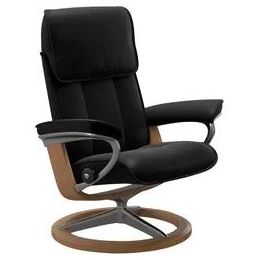 Relaxsessel stressless "Admiral", schwarz (schwarz batick), B:84cm H:100cm T:73cm, Leder BATICK: BATICK ist ein leicht korrigiertes, durchgefärbtes und genarbtes Möbelleder, bei dem die meisten Unebenheiten und Spuren in der Regel entfernt wurden., Sessel, mit Signature Base, Größe M & L, Gestell Eiche