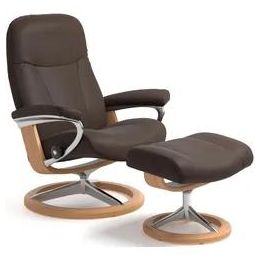 Relaxsessel stressless "Garda", braun (braun batick), B:91cm H:102cm T:79cm, Sessel, mit Signature Base, Größe L, Gestell Eichefarben