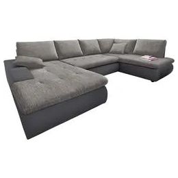 Wohnlandschaft Trendmanufaktur "Indie, U-Form" Sofas Gr. B/H/T: 315cm x 86cm x 179cm, Luxus-Microfaser ALCAZAR-Struktur, Recamiere links, mit Bettfunktion, schwarz-weiß (anthrazit, weiß, schwarz) wahlweise mit Bettfunktion, inkl. loser Rücken- u. Zierkissen