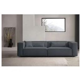 3-Sitzer LeGer Home by Lena Gercke "PIARA, Couch mit Kedernaht, Sofa in Cord oder Leinenoptik" Sofas Gr. B/H/T: 275 cm x 66 cm x 101 cm, Cord, grau (anthrazit) schwarze Füße, bequemer Sitzkomfort