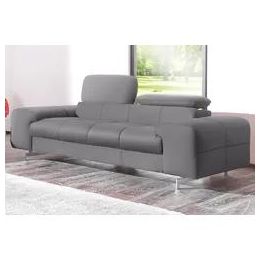 2-Sitzer COTTA "Chef" Sofas Gr. B/H/T: 196cm x 72cm x 105cm, Kunstleder SOFTLUX, mit Kopfteilverstellung, grau 2-Sitzer mit eleganter Steppung, Bodenfreiheit 12,5 cm