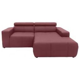 Ecksofa DOMO collection "Brandon kleine Ausführung B/T/H: 214/100/80 cm" Sofas Gr. B/H/T: 211cm x 80cm x 175cm, Leder, Recamiere rechts, ohne Nierenkissen, rot Mit Kopfteilverstellung, auch in Leder und Cord, L-Form