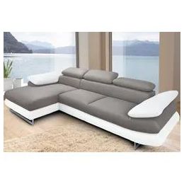 Ecksofa Inosign "Solution L-Form", weiß (altweiß, grau), B:286cm H:73cm T:167cm, Sofas, wahlweise mit Bettfunktion