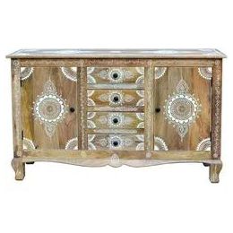 Sideboard Home Affaire, braun (hellbraun), B:140cm H:85cm T:40cm, Sideboards, Kommode, Hand bemalt, Breite 140 cm