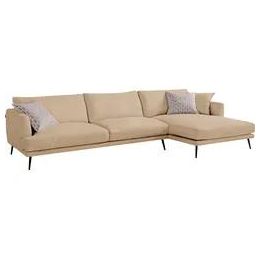 Ecksofa Egoitaliano "Sophia, Designsofa mit extrakomfortablem Sitzkomfort" Sofas Gr. B/H/T: 274cm x 77cm x 154cm, Leder BULL, Recamiere rechts, beige (champagner) mit Daunenfederung, L-Form