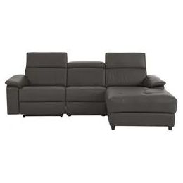 Ecksofa Home Affaire "Binado, L-Form" Sofas Gr. B/T: 252cm x 164cm, Echtleder-Kunstleder, Recamiere rechts, mit motorischer Relaxfunktion-mit USB-Anschluss, braun mit manueller oder elektrischer Relaxfunktion USB-Anschluss