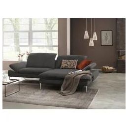 Ecksofa W.Schillig "enjoy&MORE, Designsofa, elegant und bequem, L-Form", grau (anthrazit r66), B:294cm H:87cm T:185cm, Chenille-Flachgewebe R66 (85% Polyester, 15% Nylon), Longlife Xtra-Leder Z59: Glattleder mit modischer Prägung. Hautstärke 0, 9 - 1, 1 mm, Stoff S37 (100% Polyester), Sofas, mit Sitztiefenverstellung, Füße Chrom glänzend, Breite 294 cm