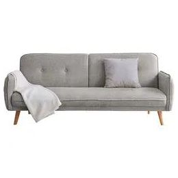 3-Sitzer Salesfever Sofas Gr. B/H/T: 188cm x 80cm x 85cm, Strukturstoff, Strukturstoff fein Hellgrau, grau (hellgrau, natur) mit Knopfheftung im Rücken und Schlaffunktion