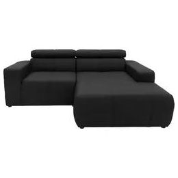 Ecksofa DOMO collection "Brandon kleine Ausführung B/T/H: 214/100/80 cm" Sofas Gr. B/H/T: 211cm x 80cm x 175cm, Luxus-Kunstleder, Recamiere rechts, ohne Nierenkissen, schwarz Mit Kopfteilverstellung, auch in Leder und Cord, L-Form