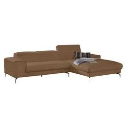 Ecksofa W.Schillig "piedroo" Sofas Gr. B/H/T: 303 cm x 70 cm x 193 cm, Longlife Xtra-Leder Z69, Longchair rechts, mit Kopfteilverstellung-ohne Sitztiefenverstellung, braun (fango z69) Kopfteilverstellung, wahlweise mit Sitztiefenverstellung, Breite 303cm