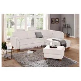 Ecksofa Home Affaire "Alta L-Form", beige (linen), B:250cm H:89cm T:201cm, Struktur ( 100% Polyester), Struktur fein ( 100% Polyester), Luxus-Microfaser ALTARA NUBUCK (100% Polyester), Sofas, mit Federkern und Kontrastnaht, Füße Buche eichefarben