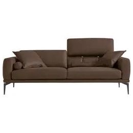 2,5-Sitzer Egoitaliano "Masu, Designsofa mit erstklassigem Sitzkomfort" Sofas Gr. B/H/T: 218 cm x 95 cm x 97 cm, Leder BULL, mit Rückenfunktion, braun (chocolate) inkl. 2 Kissenrollen, Rückenelemente manuell verstellbar, Metallfüße