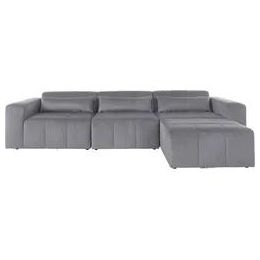 Ecksofa LeGer Home by Lena Gercke "Maileen L-Form" Sofas Gr. B/H/T: 322cm x 74cm x 155cm, Luxus-Microfaser weich, Recamiere rechts, silberfarben (silber) Modulsofa, bestehend aus 4 Modulen, Farben mixbar