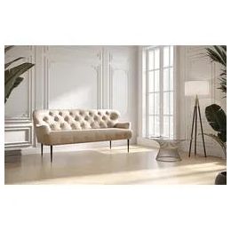 3-Sitzer Places of Style Sofas Gr. B/H/T: 193cm x 97cm x 87cm, Luxus-Microfaser Vintageoptik, beige mit Knopfheftung,in verschieden Stoffarten