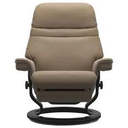 Relaxsessel stressless "Sunrise" Sessel Gr. Leder PALOMA, PowerTM Leg & Back-ohne Akku-Classic Base Schwarz, Relaxfunktion-Drehfunktion-Integrierte Fußstütze-PlusTMSystem, B/H/T: 88cm x 103cm x 78cm, braun (almond paloma) elektrisch verstellbar, optional 2-motorisch, Größe M & L