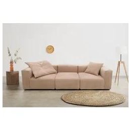 Big-Sofa RAUM.ID "Gerrid" Sofas Gr. B/H/T: 301cm x 69cm x 108cm, Cord, rosa (rose) Cord-Bezug, bestehend aus Modulen: 2 Eck- und ein Mittelelement