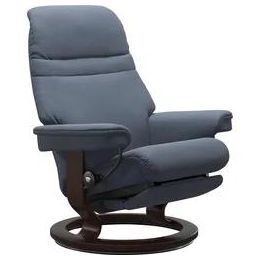 Relaxsessel stressless "Sunrise" Sessel Gr. Leder PALOMA, PowerTM Leg & Back-mit Akku-Classic Base Braun, Relaxfunktion-Drehfunktion-Integrierte Fußstütze-PlusTMSystem, B/H/T: 79cm x 103cm x 78cm, blau (sparrow blue paloma) elektrisch verstellbar, optional 2-motorisch, Größe M & L