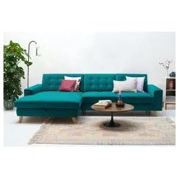 Ecksofa Tom Tailor HOME "Nordic Shift Chic" Sofas Gr. B/H/T: 308cm x 86cm x 180cm, Samtstoff TSV, Recamiere links, ohne Bettfunktion und Bettkasten, grün (emerald tsv 3) wahlweise mit Bettfunktion und Bettkasten