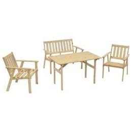 Garten-Essgruppe Merxx "Sylt" Sitzmöbel-Sets beige (natur + natur natur) Kiefernholz