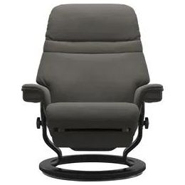 Relaxsessel stressless "Sunrise" Sessel Gr. Leder PALOMA, PowerTM Leg & Back-ohne Akku-Classic Base Schwarz, Relaxfunktion-Drehfunktion-Integrierte Fußstütze-PlusTMSystem, B/H/T: 88cm x 103cm x 78cm, grau (metal grey paloma) elektrisch verstellbar, optional 2-motorisch, Größe M & L