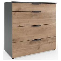 Schubkastenkommode wimex "Level by fresh to go" Sideboards Gr. B/H/T: 81cm x 84cm x 41cm, 4 St., schwarz (front plankeneiche nachbildung/ korpus graphit) 4 Schubladen mit soft-close Funktion, 81cm breit, 84cm hoch