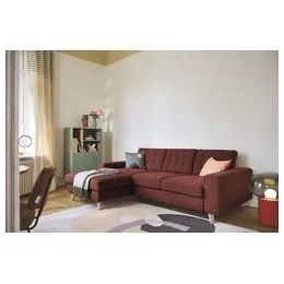 Ecksofa Tom Tailor HOME "Nordic Shift Chic" Sofas Gr. B/H/T: 308cm x 86cm x 180cm, Bouclé SCO, Recamiere links, ohne Bettfunktion und Bettkasten, rot (cranberry sco 97) wahlweise mit Bettfunktion und Bettkasten