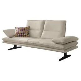 2,5-Sitzer W.Schillig "broadway" Sofas Gr. B/H/T: 236cm x 94cm x 96cm, Longlife Xtra-Leder Z59, Longchair links, mit Sitztiefenverstellung-ohne Kopfteilverstellung-ohne Seitenteilverstellung, grau (eisgrau z59) Sitztiefenverstellung, Kopfteil- & Seitenteilverstellung, Breite 216cm