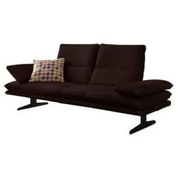 2,5-Sitzer W.Schillig "broadway" Sofas Gr. B/H/T: 236 cm x 94 cm x 96 cm, Longlife Xtra-Leder Z69, Longchair links, mit Sitztiefenverstellung-mit Kopfteilverstellung-mit Seitenteilverstellung, braun (mocca z69) Sitztiefenverstellung, Kopfteil- & Seitenteilverstellung, Breite 216cm