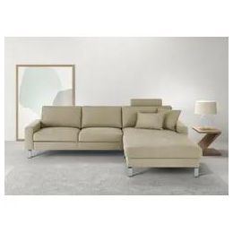 Ecksofa 3C Candy "Lecce, wahlweise PUR-Schaumstoff oder Tonnentaschenfederkern" Sofas Gr. B/H/T: 281 cm x 86 cm x 194 cm, Easy care, Longchair rechts, Sitzaufbau mit Tonnentaschenfederkern, grau (taupe) Bett im 2,5-Sitzer, teilmotorische Schlaffunktion Longchair, L-Form