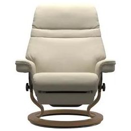 Relaxsessel stressless "Sunrise" Sessel Gr. Leder BATICK, PowerTM Leg & Back-mit Akku-Classic Base Eiche, Relaxfunktion-Drehfunktion-Integrierte Fußstütze-PlusTMSystem, B/H/T: 88cm x 103cm x 78cm, beige (cream batick) elektrisch verstellbar, optional 2-motorisch, Größe M & L