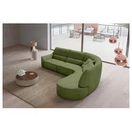 Ecksofa Egoitaliano "Puffy" Sofas Gr. B/H/T: 330cm x 88cm x 205cm, Luxus-Microfaser BLUSH, Ottomane rechts, Ohne Relaxfunktion, grün (kiwi) mit Ottomane, wahlweise und ohne elektrischer Relaxfunktion