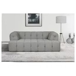 2-Sitzer Inosign "APERIRE B/T/H: 180/100/77 cm" Sofas Gr. B/H/T: 180cm x 77cm x 100cm, Struktur weich, grau (hellgrau) aufwändige, moderne Steppung mit tiefem Einzug, auch hinten