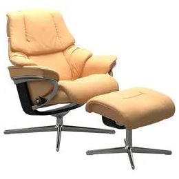 Relaxsessel stressless "Reno" Sessel Gr. Material Bezug, Material Gestell, Ausführung / Funktion, Maße B/H/T, gelb mit Cross Base, Größe S, M & L, Holzakzent Schwarz