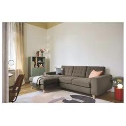 Ecksofa Tom Tailor HOME "Nordic Shift Chic" Sofas Gr. B/H/T: 308cm x 86cm x 180cm, Bouclé SCO, Recamiere links, ohne Bettfunktion und Bettkasten, braun (peanut sco 149) wahlweise mit Bettfunktion und Bettkasten