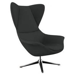 Ohrensessel FLEXLUX "Stilo Relaxsessel, TV-Sessel" Sessel Gr. Chenille, B/H/T: 90cm x 115cm x 88cm, grau (dervit grey) Solitär, Stil-Ikone, drehbar, Fuß Aluminium