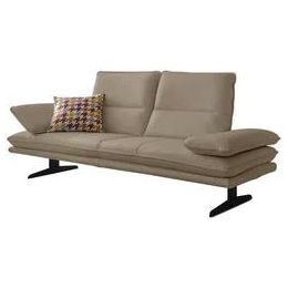 2,5-Sitzer W.Schillig "broadway" Sofas Gr. B/H/T: 236 cm x 94 cm x 96 cm, Longlife Xtra-Leder Z59, Longchair links, mit Sitztiefenverstellung-ohne Kopfteilverstellung-mit Seitenteilverstellung, braun (stone z59) Sitztiefenverstellung, Kopfteil- & Seitenteilverstellung, Breite 216cm