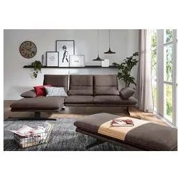 Ecksofa W.Schillig "broadway, Designsofa mit tollem Sitzkomfort", braun (tobacco s22), B:291cm H:94cm T:164cm, Flachgewebe S22 (100% Polyester), Sofas, Sitztiefenverstellung, Kopfteil- & Seitenteilverstellung, Breite 291cm