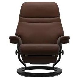 Relaxsessel stressless "Sunrise" Sessel Gr. Leder BATICK, PowerTM Leg & Back-ohne Akku-Classic Base Schwarz, Relaxfunktion-Drehfunktion-Integrierte Fußstütze-PlusTMSystem, B/H/T: 88cm x 103cm x 78cm, braun (malt brown batick) elektrisch verstellbar, optional 2-motorisch, Größe M & L