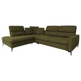 Ecksofa Alina "Louis" Sofas Gr. B/H/T: 260cm x 127cm x 228cm, Struktur fein TCM, Ottomane links, mit Bettfunktion, grün (olivgrün tcm 333) Breite 260 cm, Rückenlehnenverstellung, wahlweise mit Bettfunktion