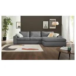 Ecksofa Alina "Sandy", grau (dunkelgrau gct 79), B:326cm T:180cm, Cord GCT (92% Polyester, 8% Nylon), Sofas, mit Recamiere, in modernem Cordstoff