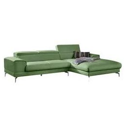 Ecksofa W.Schillig "piedroo" Sofas Gr. B/H/T: 303cm x 70cm x 193cm, Longlife Xtra-Leder Z69, Longchair rechts, mit Kopfteilverstellung-ohne Sitztiefenverstellung, grün (green z69) Kopfteilverstellung, wahlweise mit Sitztiefenverstellung, Breite 303cm