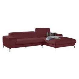 Ecksofa W.Schillig "piedroo" Sofas Gr. B/H/T: 303cm x 70cm x 193cm, Longlife Xtra-Leder Z69, Longchair rechts, mit Kopfteilverstellung-mit motorischer Sitztiefenverstellung, rot (burgundy z69) Kopfteilverstellung, wahlweise mit Sitztiefenverstellung, Breite 303cm