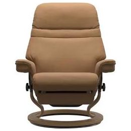 Relaxsessel stressless "Sunrise" Sessel Gr. Leder PALOMA, PowerTM Leg & Back-mit Akku-Classic Base Eiche, Relaxfunktion-Drehfunktion-Integrierte Fußstütze-PlusTMSystem, B/H/T: 88cm x 103cm x 78cm, braun (taupe paloma) elektrisch verstellbar, optional 2-motorisch, Größe M & L